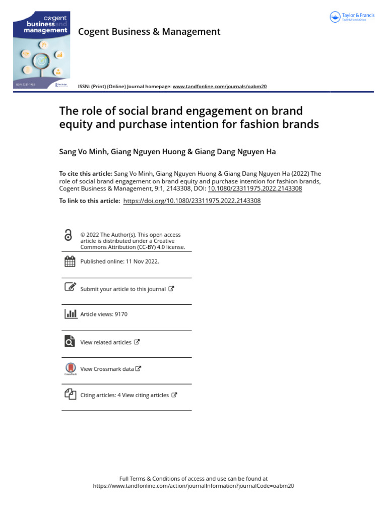 The Role of Social Brand Engagement On Brand Equity and Purchase ...