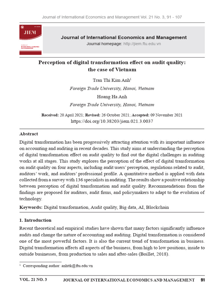 Impact of Digital Transformation on Audit Quality | PDF | Audit ...