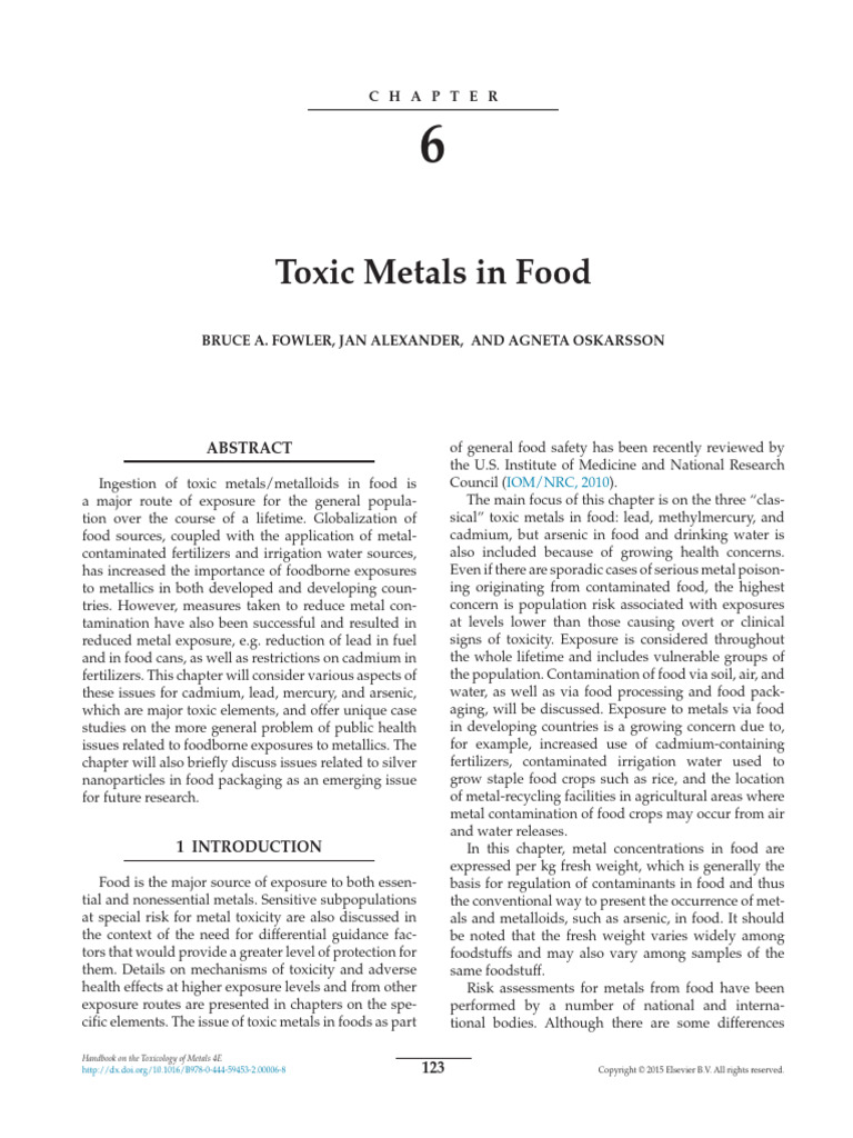 Toxic Metals in Food | PDF | Cadmium | Foods