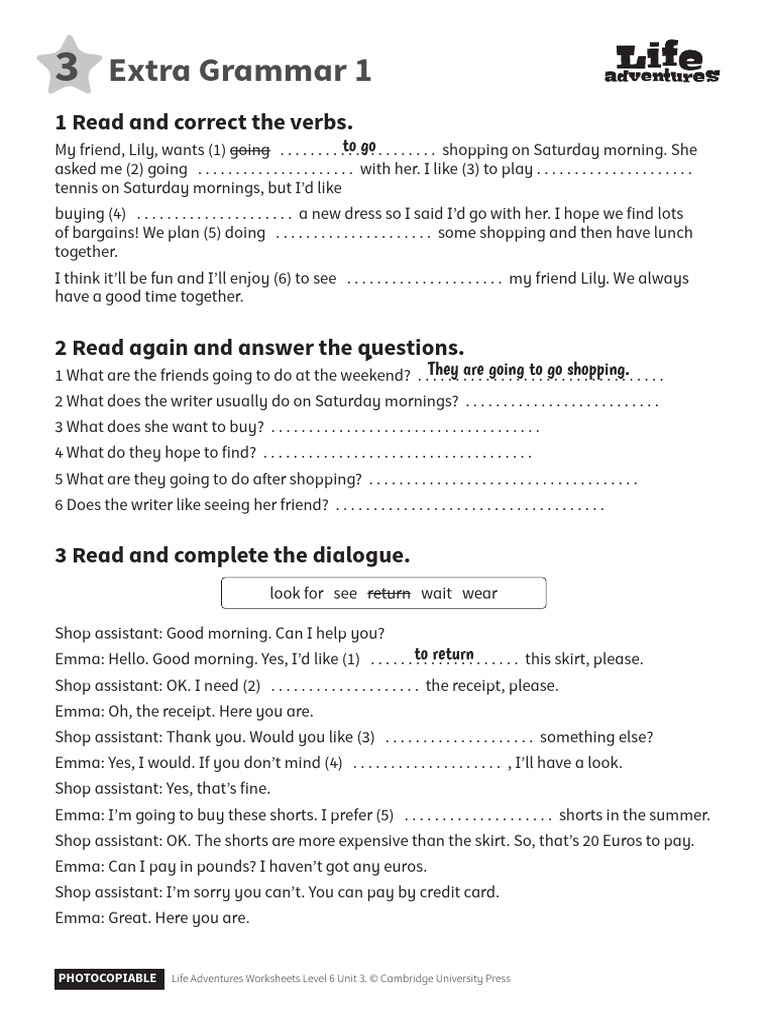 LA Grammar Worksheets - L6 - U3 - GR1 | PDF | Syntax | Grammar