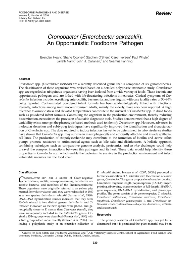 Cronobacter (Enterobacter Sakazakii) | Download Free PDF | Infection | Biology