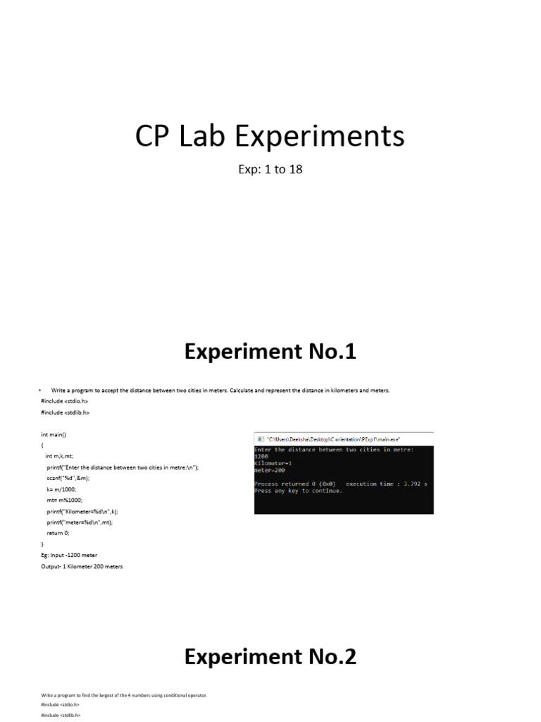 CP - Experiments - All 2 | PDF | Matrix (Mathematics) | Computer Engineering