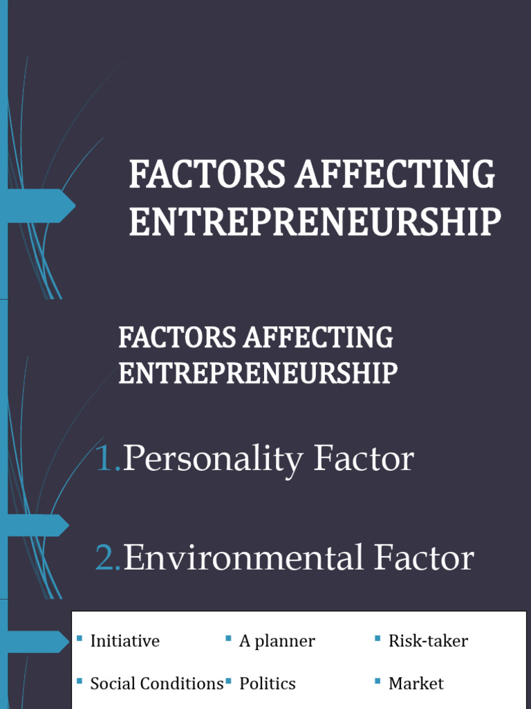 Factors Influencing Entrepreneurship | PDF | Entrepreneurship | Social ...
