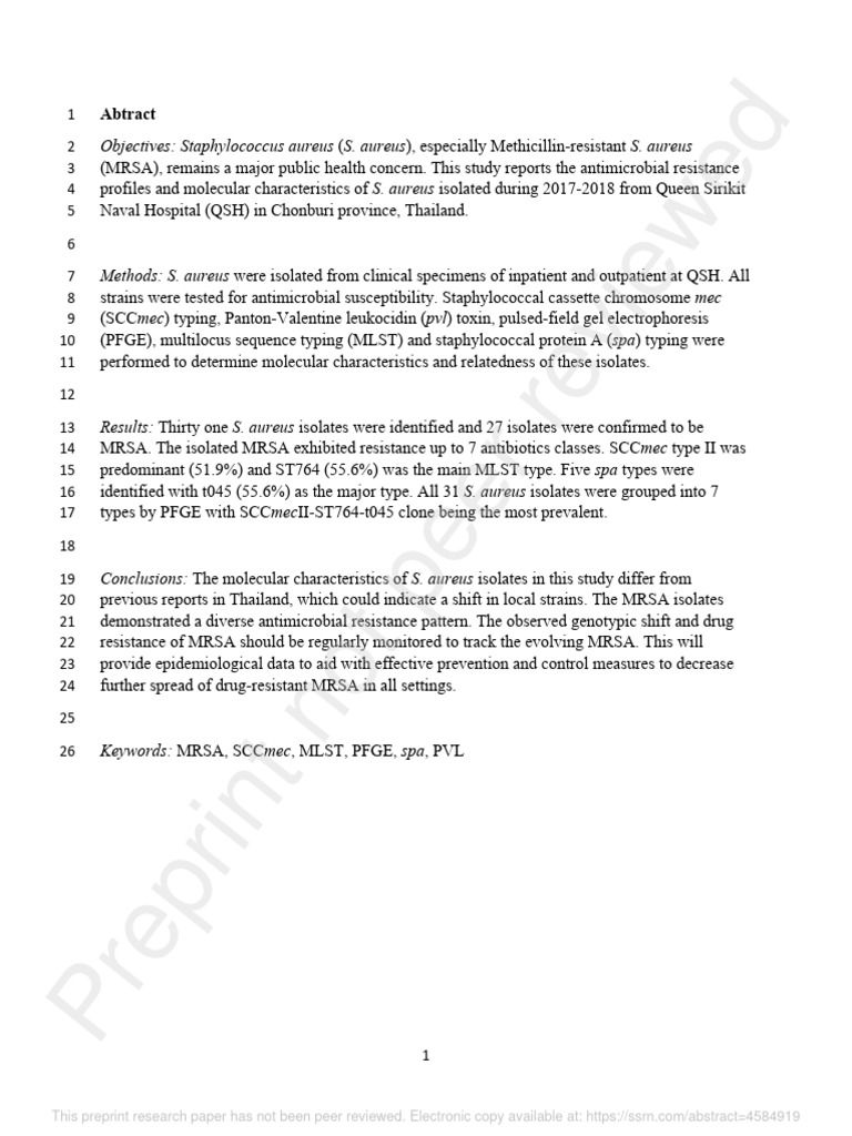SSRN Id4584919 | PDF | Methicillin Resistant Staphylococcus Aureus | Staphylococcus Aureus