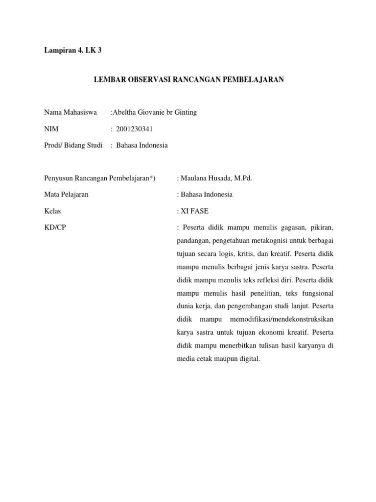 01.05.6-B4-9 Unggah LK 3 - Lembar Observasi Rancangan Dan Perangkat Pembelajaran - Siklus 2 | PDF
