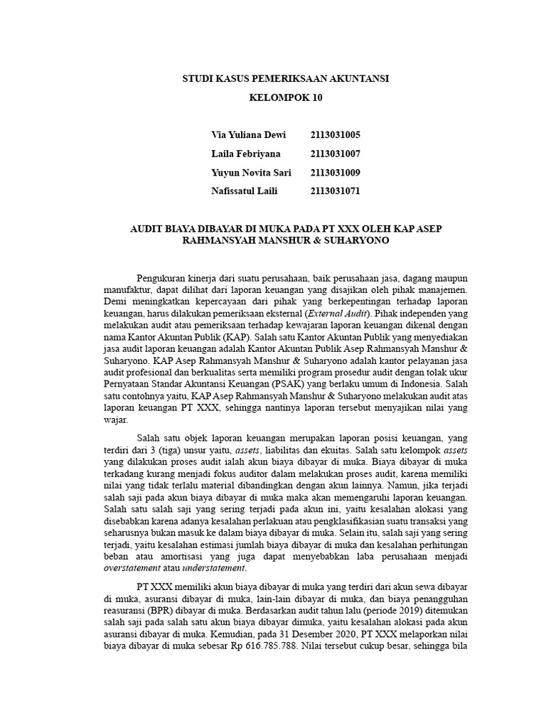 Audit Biaya Dibayar di Muka PT XXX | PDF