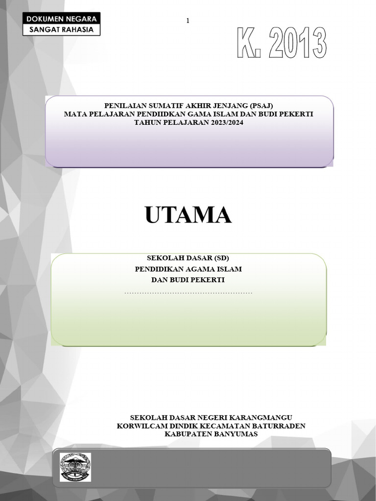 Soal Psaj Pai Kelas 6 SD | PDF