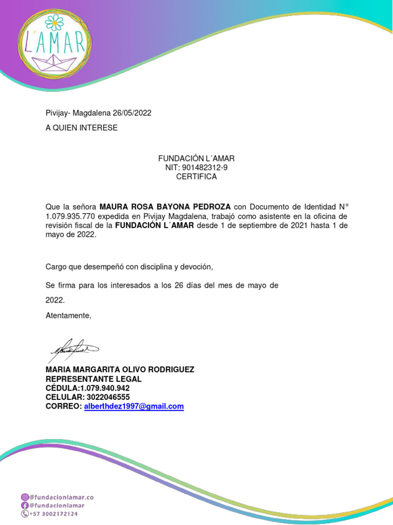 Certficado Lamar | PDF