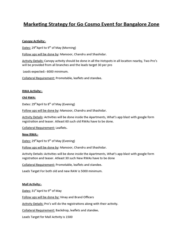 Go Cosmo Event Marketing Strategy | PDF