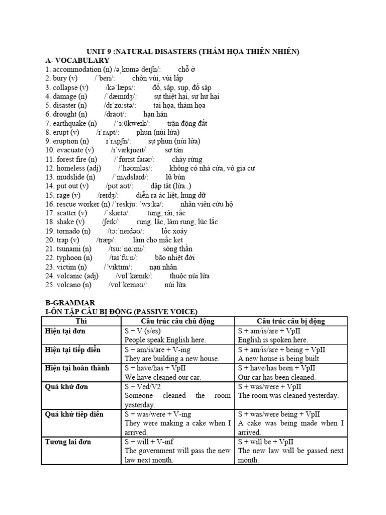 Natural Disasters Vocabulary | PDF | Tropical Cyclones | Storms