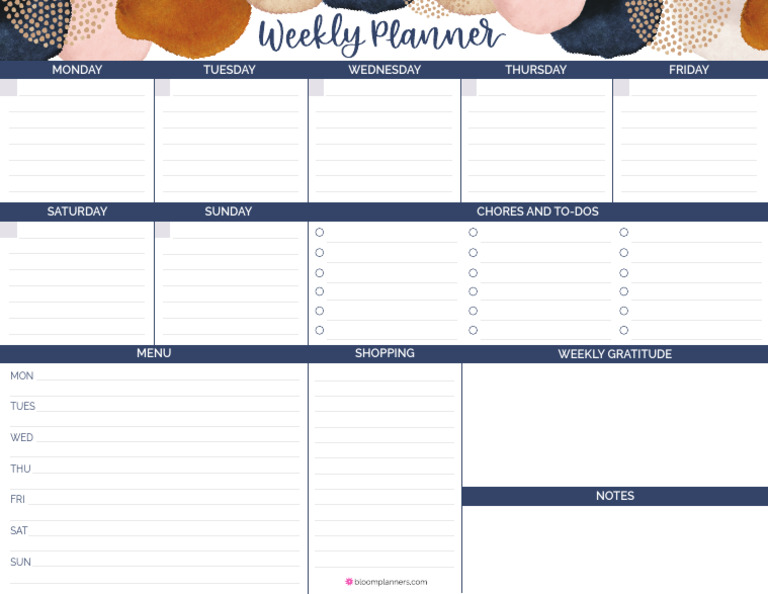 Bloom Daily Planners Freebie Friday 8.5 X 11 Weekly Planner Printable | PDF
