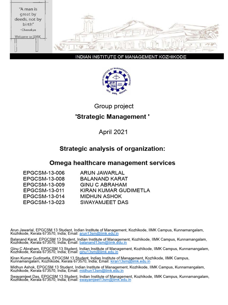 EPGCSM13 Group1 StrategicManagement Project Final | PDF | Strategic ...
