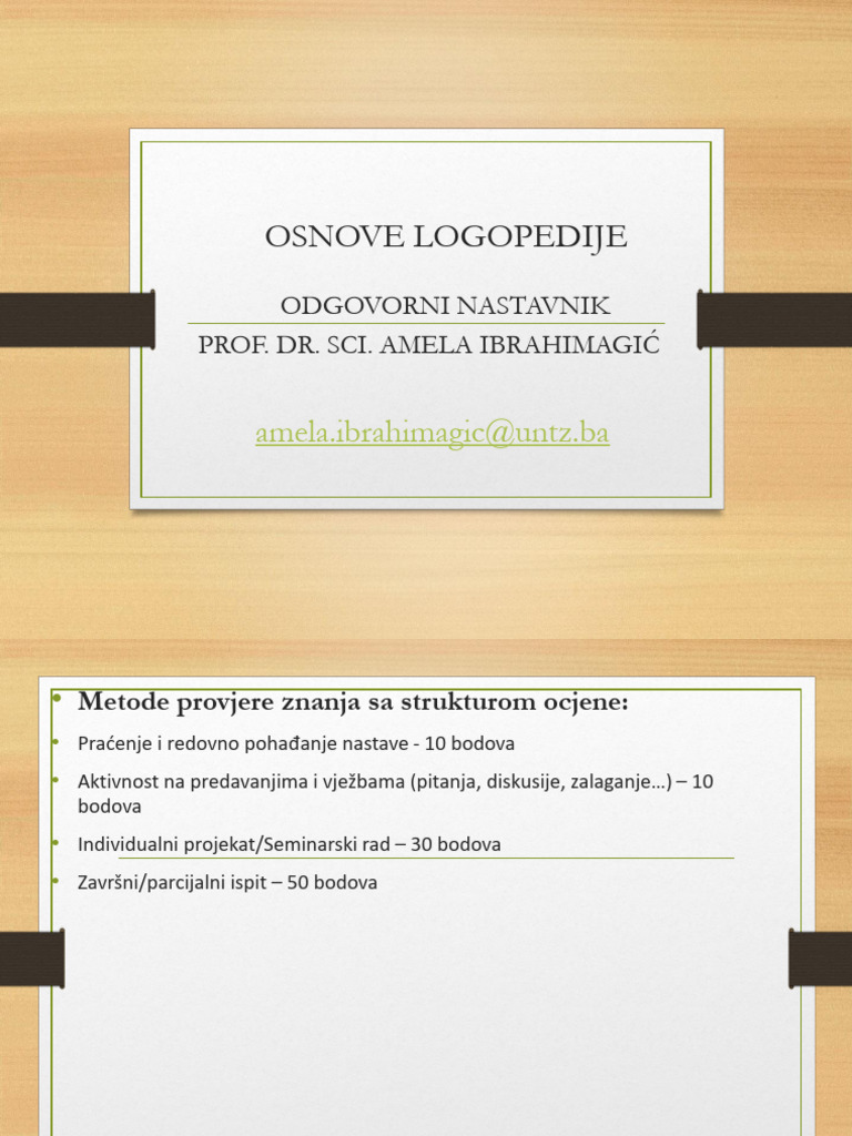 Osnove Logopedije NCO Predavanje Vazni Datumi I Dogovor Za Ispit | PDF