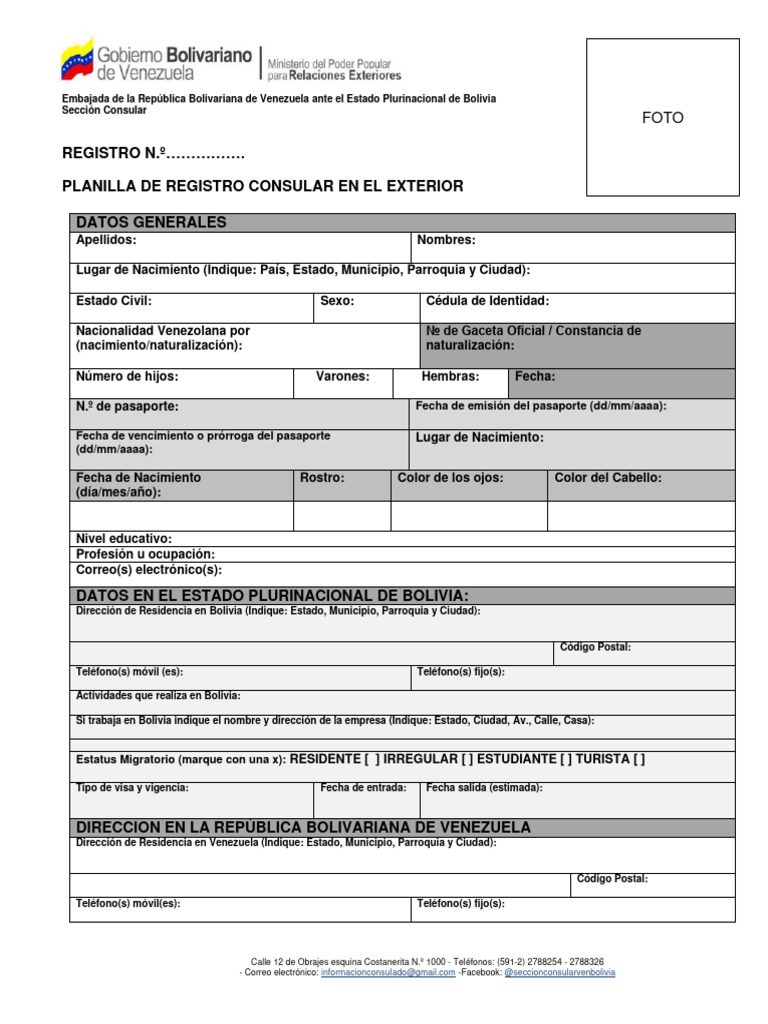 Formulario de Registro Consular | PDF | Documento de identidad ...