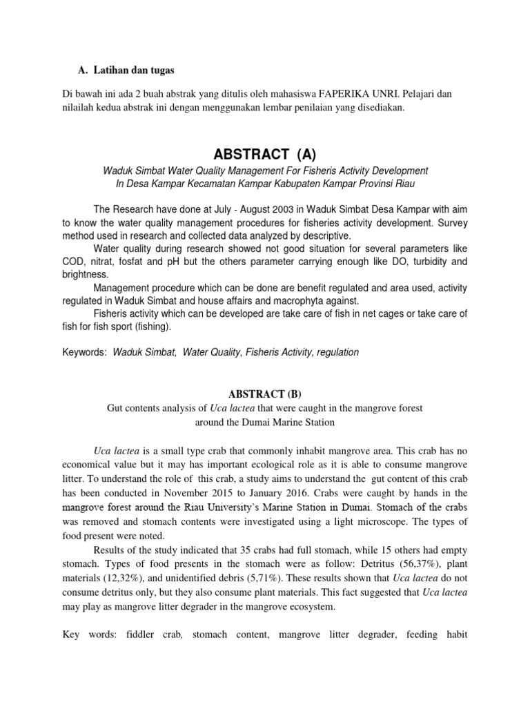 Latihan Dan Tugas Abstract 2024 Ok | PDF | Marine Biology | Natural ...