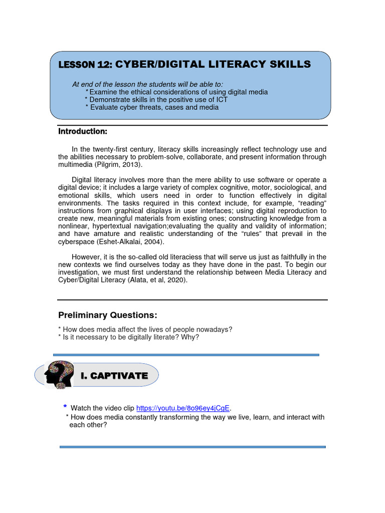 Cyber and Media Literacy Skills Guide | PDF | Literacy | Learning