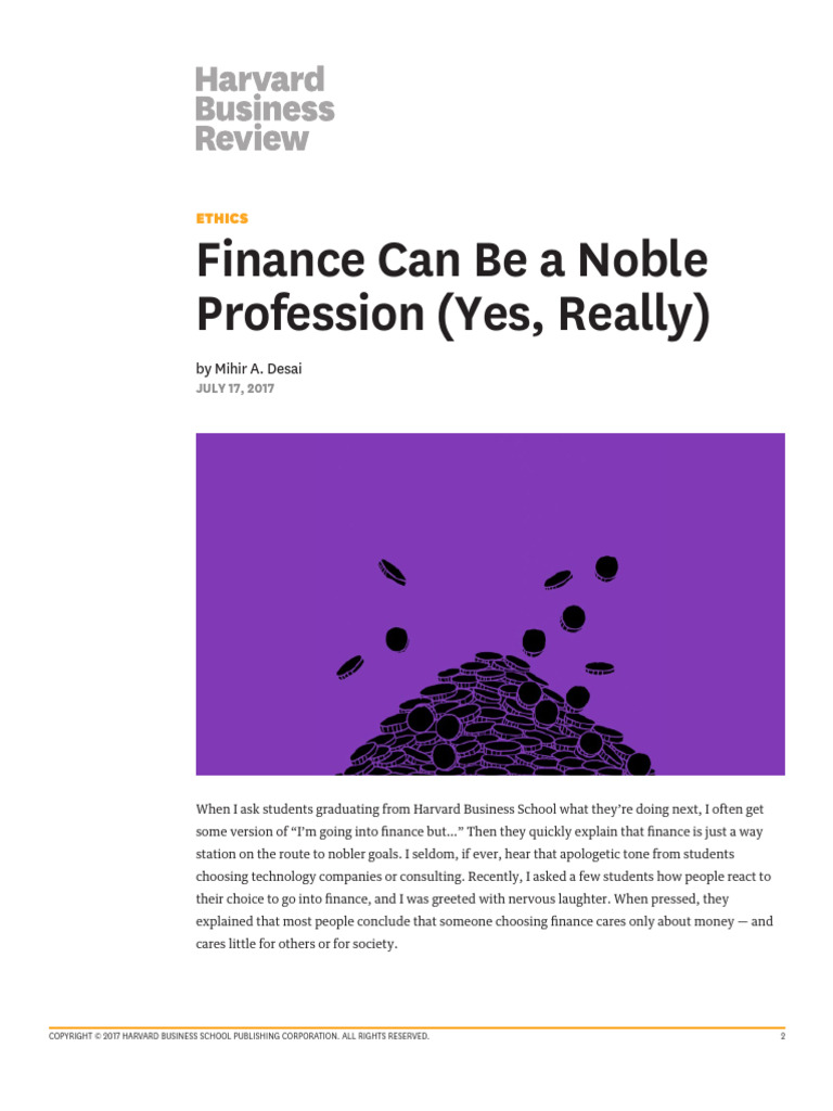 Finance Can Be A Noble Profession - Yes, Really | PDF | Insurance ...