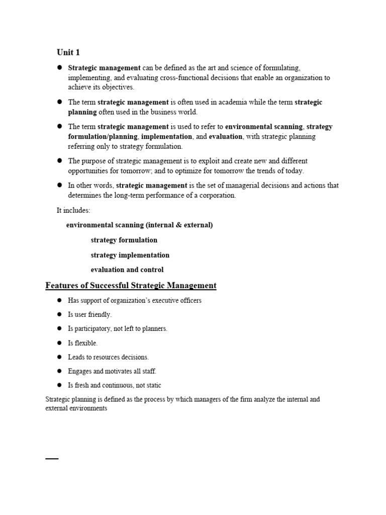 SM Note (AutoRecovered) | PDF | Strategic Management | Goal