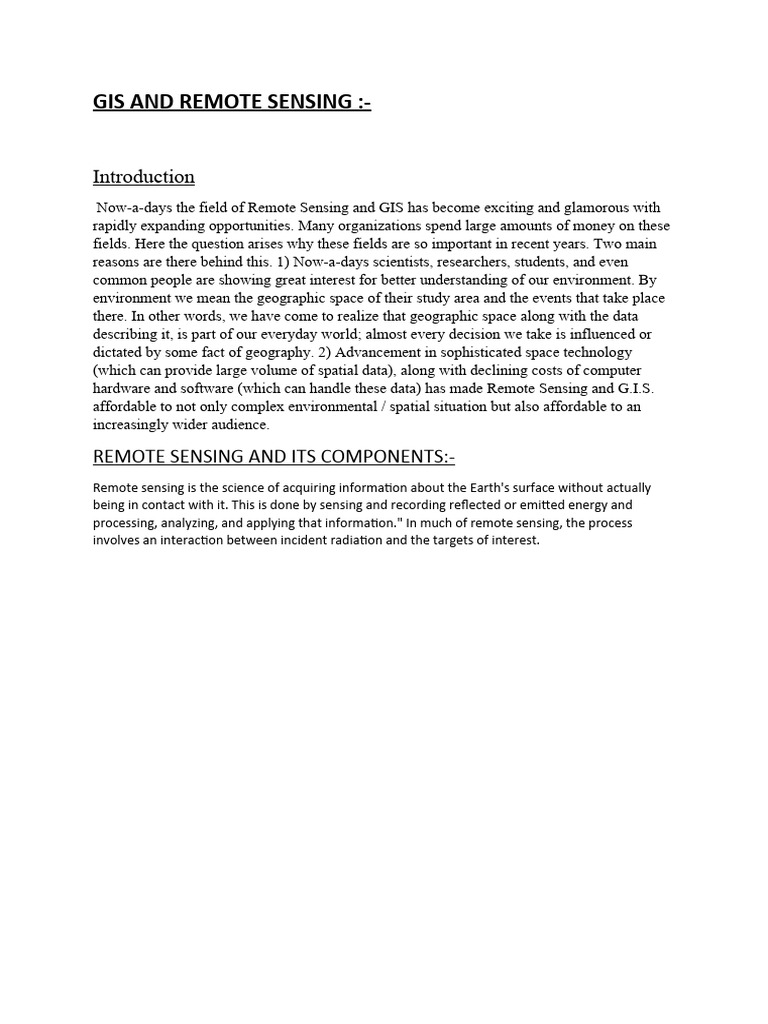 Gis And Remote Sensing Pdf Remote Sensing Geographic Information System