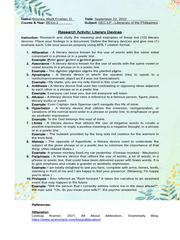 Overview of Key Literary Devices | PDF | Linguistics