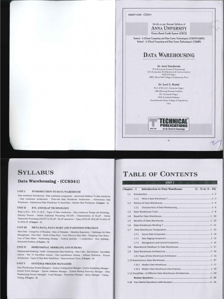 Data Warehousing ccs341 | PDF