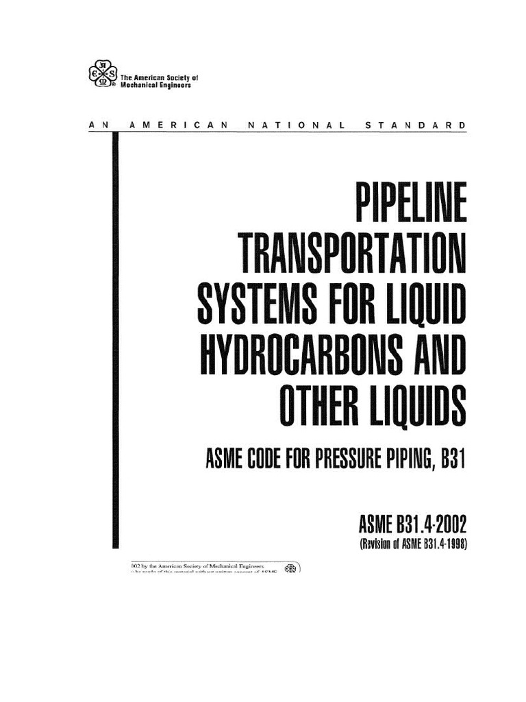 ASME B31.4-2002 Liquid Pipeline Guide | PDF