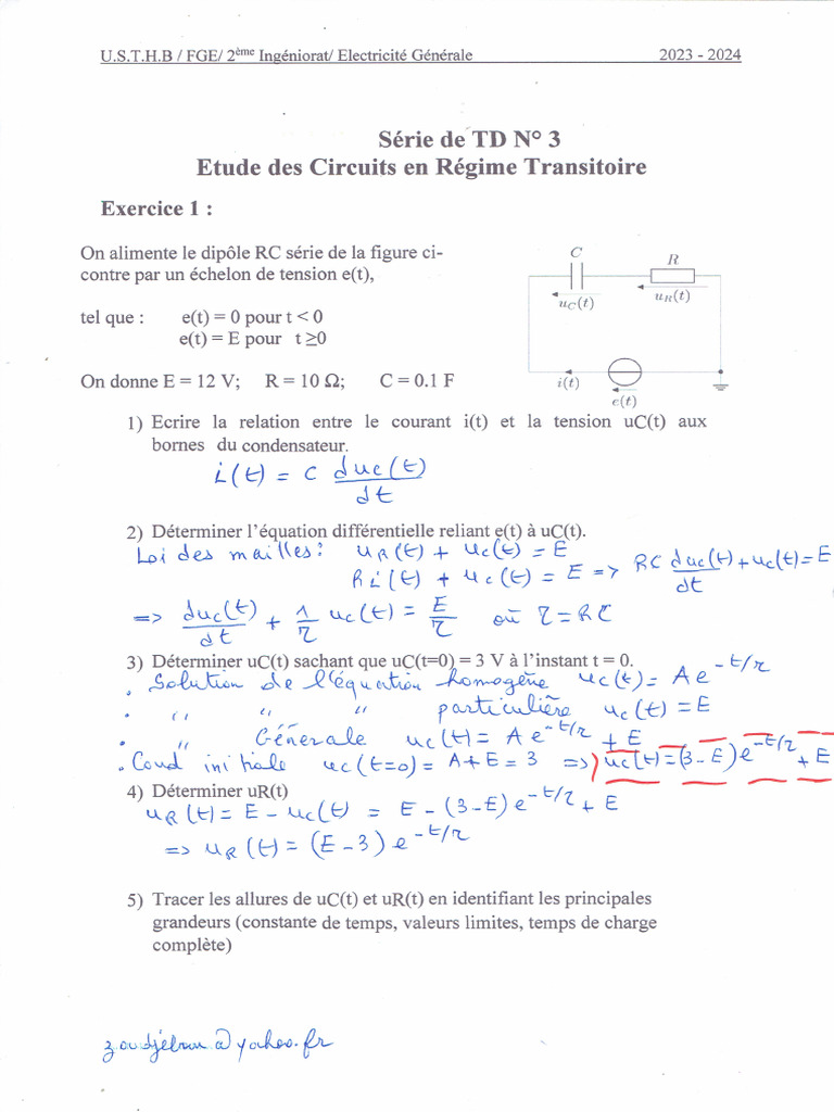 Solution Série 3 Régime Transitoire | PDF