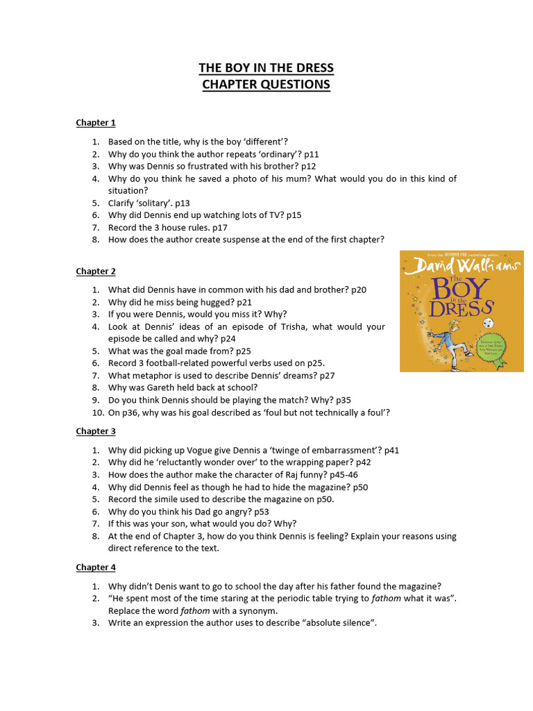 The Boy in The Dress - Chapter Questions | PDF