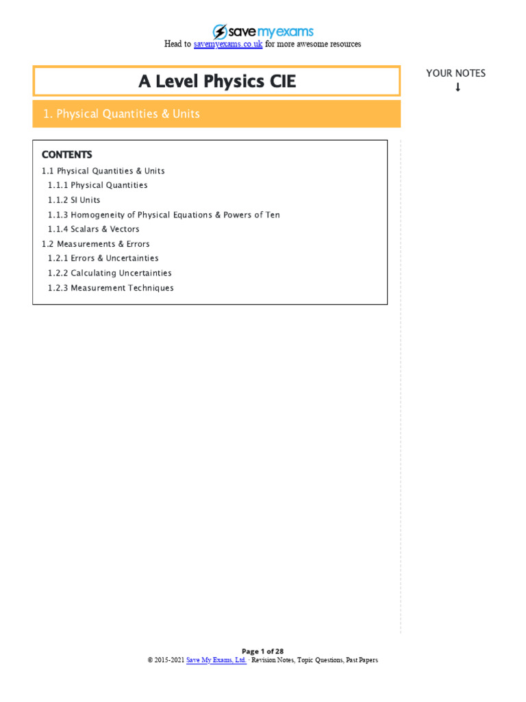 Chapter 1 Physical Quantities and Units | PDF | Observational Error | Accuracy And Precision