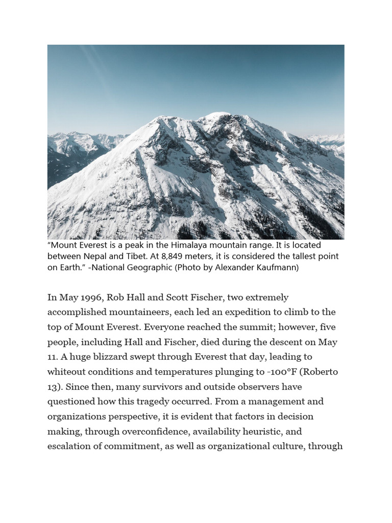 Mount Everest A Case Study Harvard and IIM Ahmedabad | PDF | Mount ...