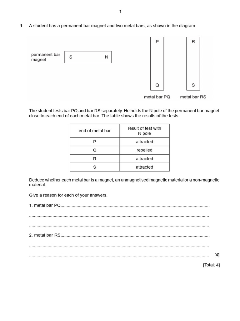 Magnetism and Electric Charges Worksheet | PDF | Magnet | Electric Charge