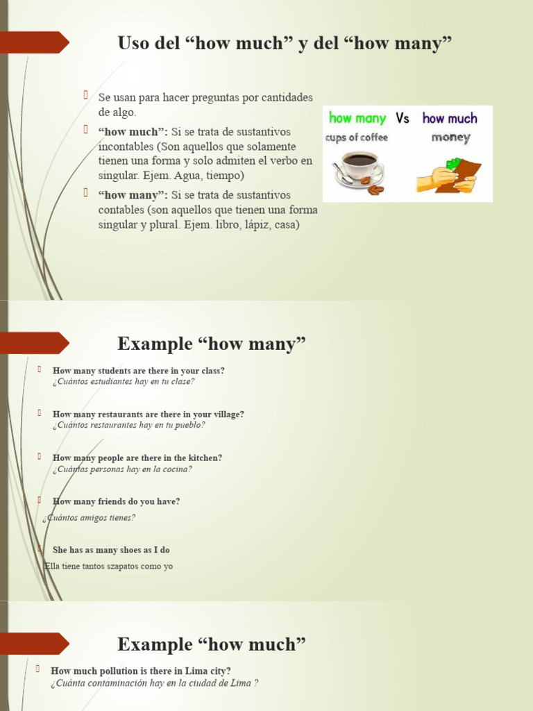 Uso de "how much" y "how many" | PDF