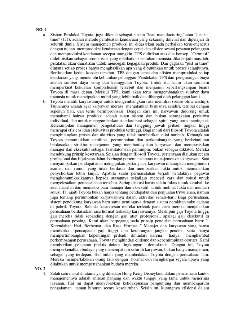 Tugas 1 Manajemen Operasi (EKMA4215) | PDF