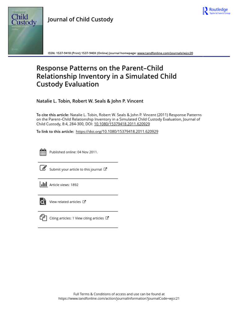 Response Patterns On The Parent Child Relationship Inventory in A ...