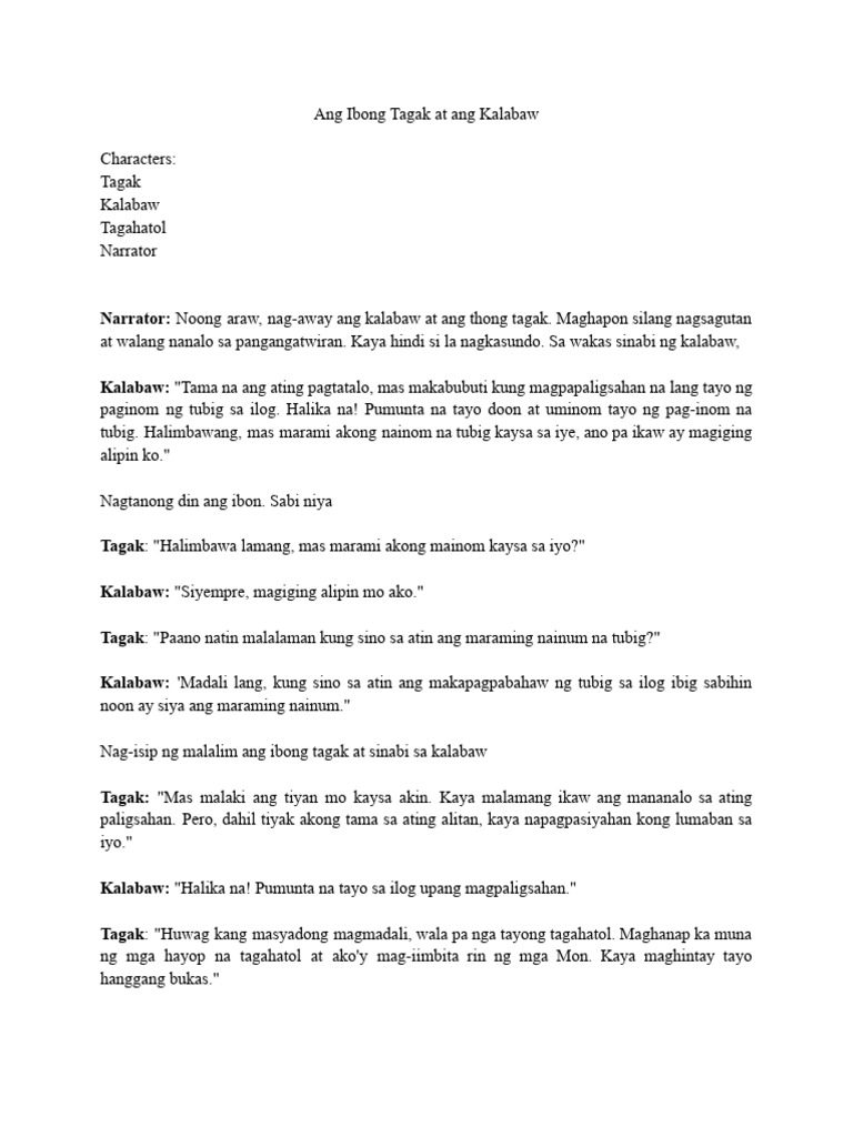 Ang Ibong Tagak at Ang Kalabaw | PDF