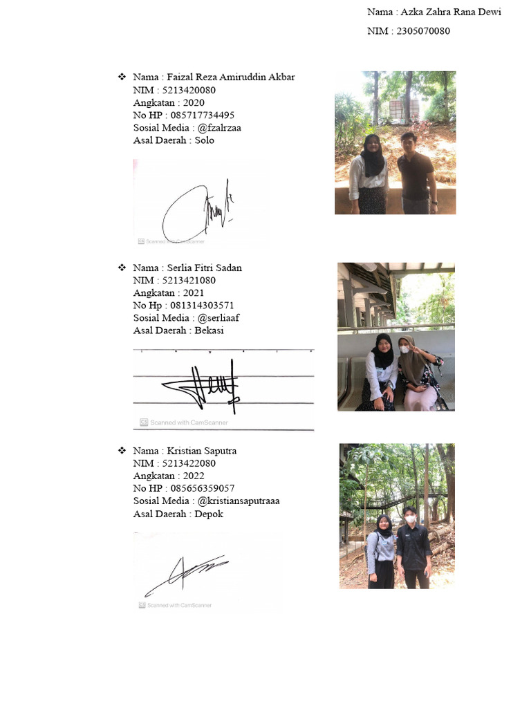 Azka Zahra Rana Dewi - 2305070080 - Foto Dengan Kating | PDF