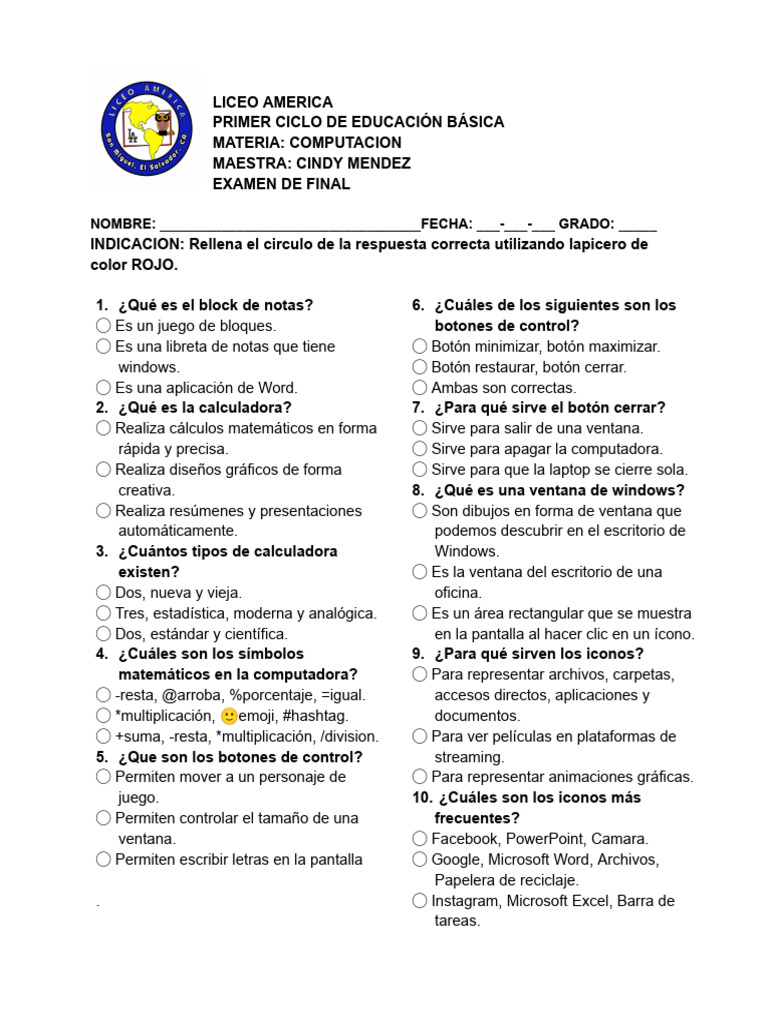 Exámenes Finales de Computacion | PDF | Microsoft Excel | Microsoft PowerPoint