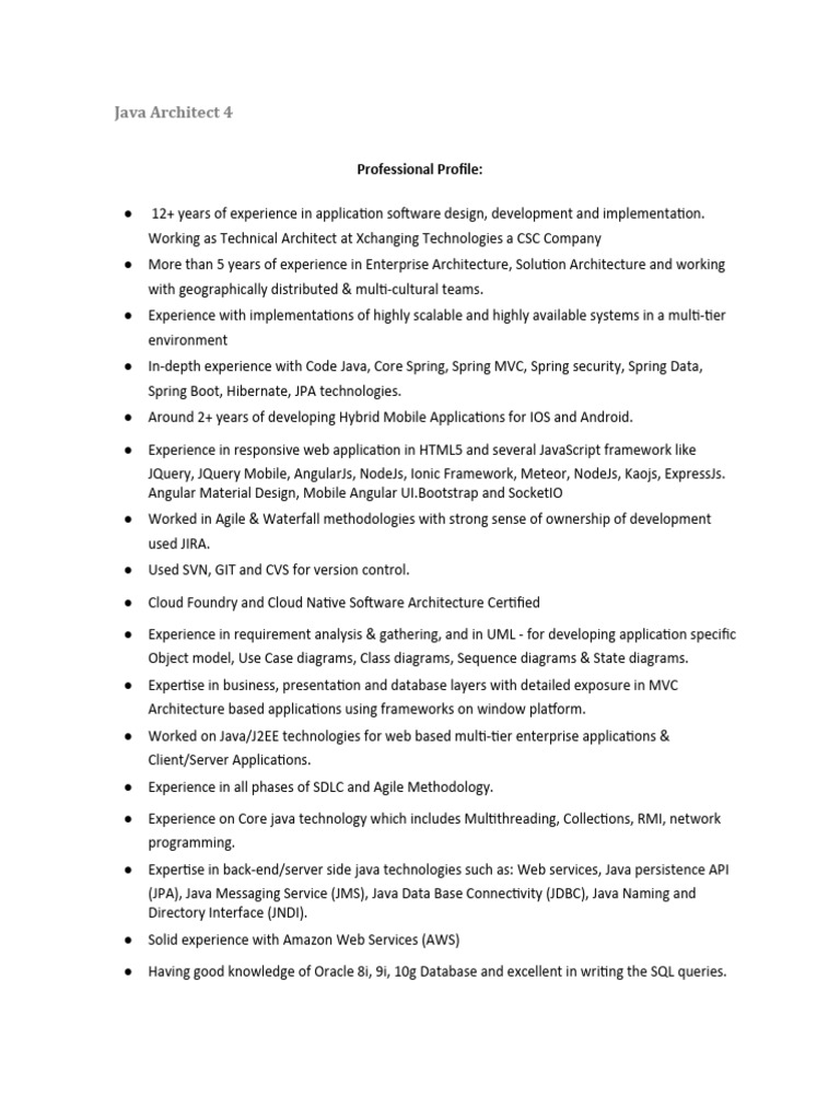 Java Architect 4 | PDF | Spring Framework | Java (Programming Language)