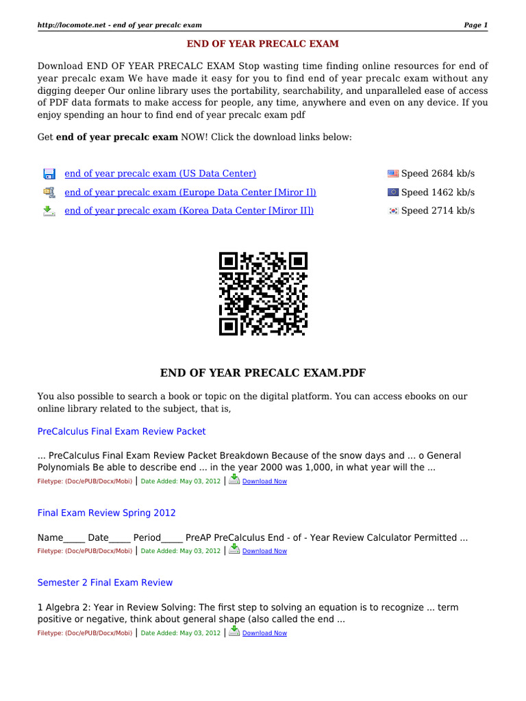 Precalculus Exam Resource Hub | PDF | Mathematics