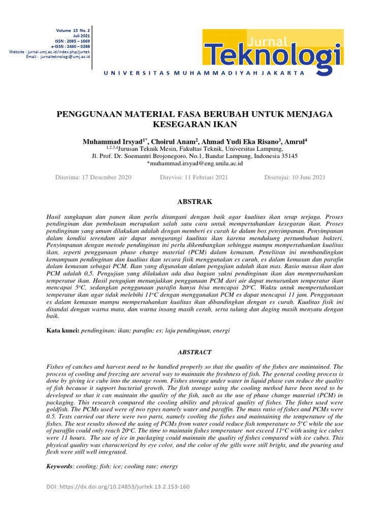 Irsyad Et Al., 2021, Penggunaan Material Fasa Berubah Untuk Menjaga ...