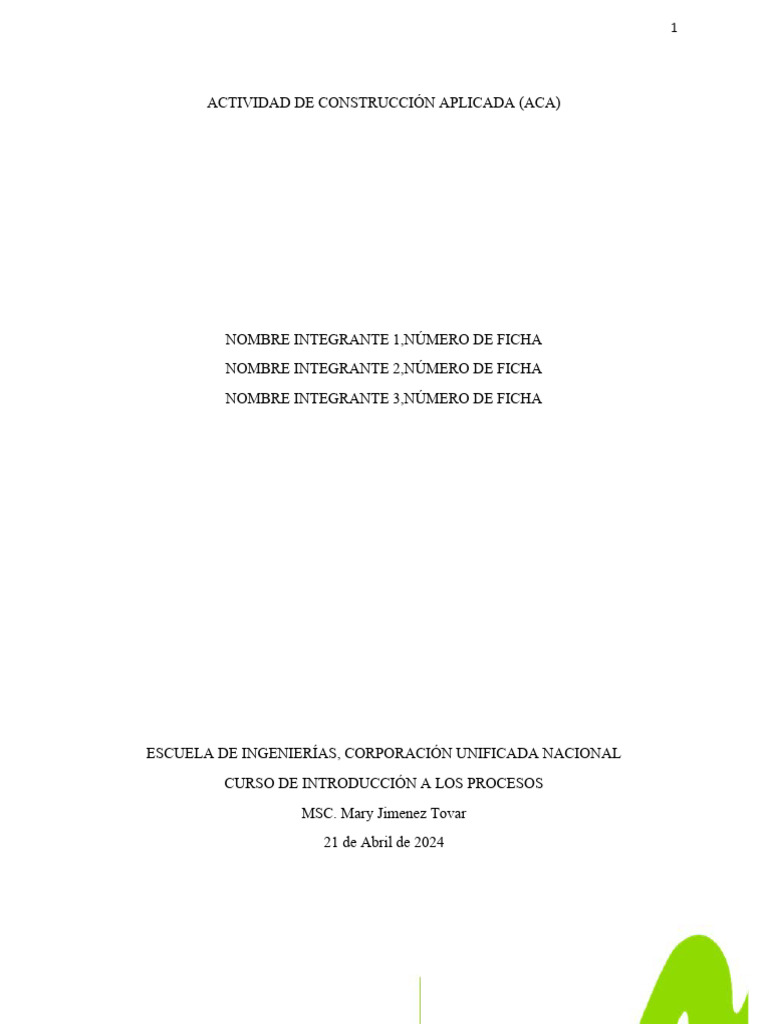 Plantilla Formato Guía en Word para ACA | PDF