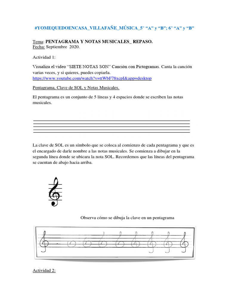 Repaso de Pentagrama y Notas Musicales | PDF