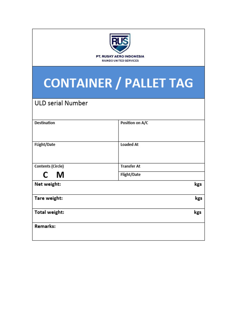 ULD Container and Pallet Tag Guide | PDF
