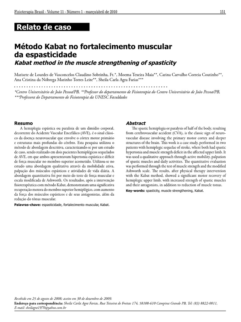 Método Kabat No Fortalecimento Muscular | PDF | Músculo | Sistema Locomotor