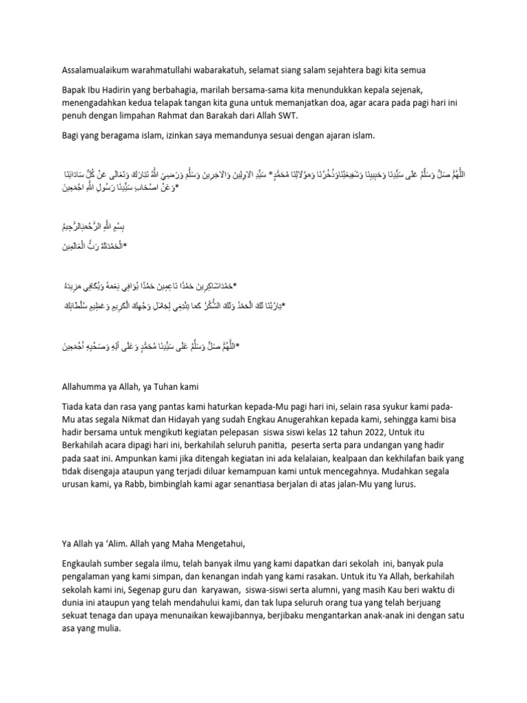 Naskah Pelepasan Siswa Tahun 2022 | PDF