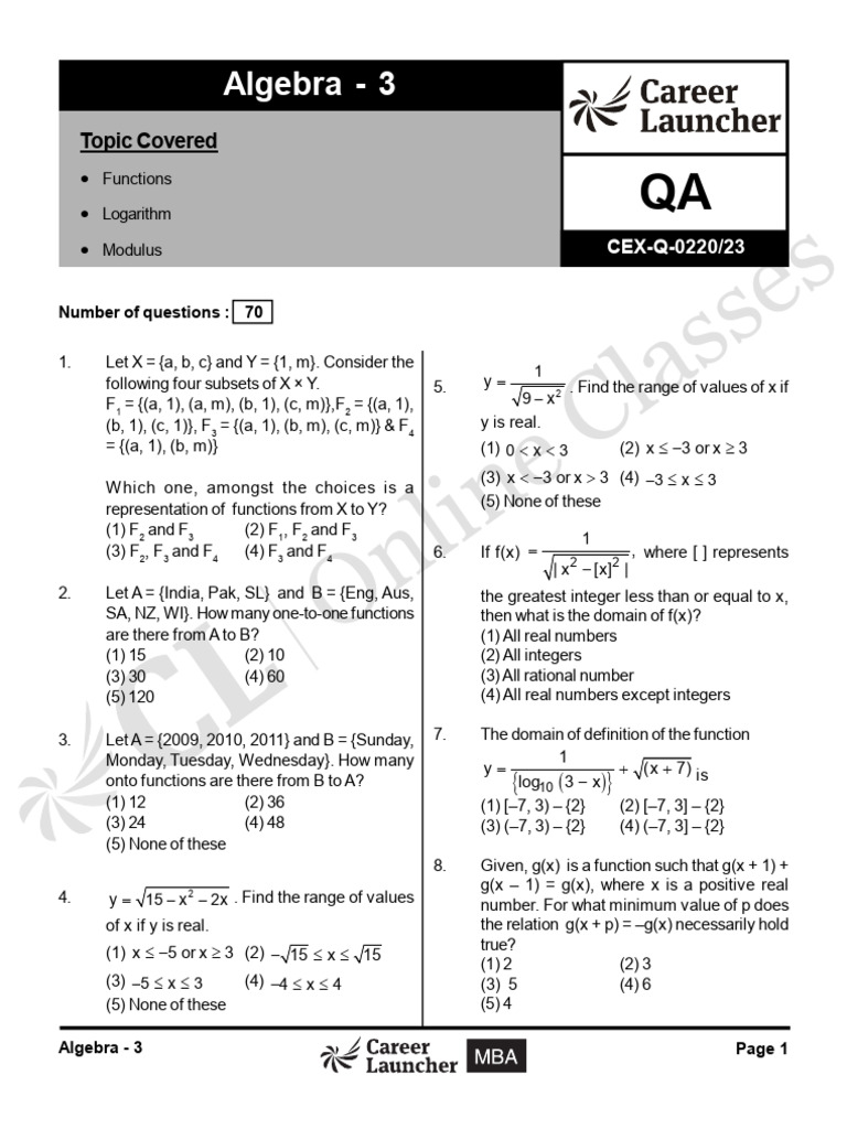 QA - 24 (Algebra 4) | PDF | Function (Mathematics) | Mathematics