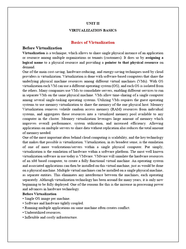 Cloud Computing Ccs335 Unit 2 Pdf Virtual Machine Virtualization