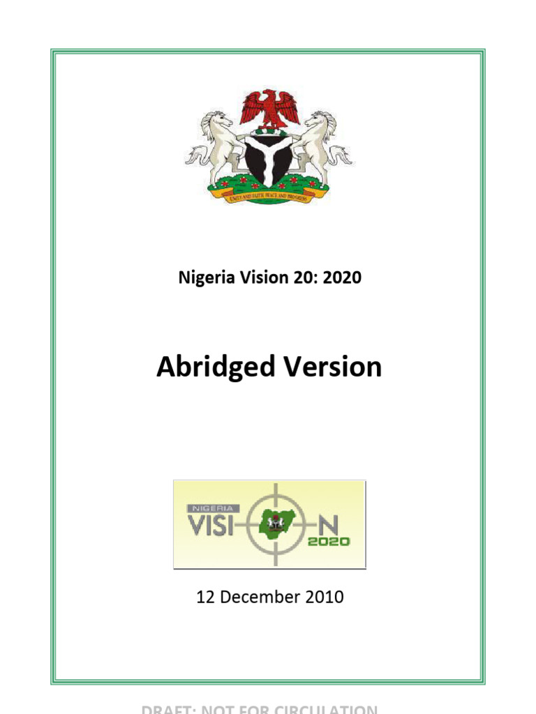 Abridged - Version - of - Nigeria Vision 2020 | PDF | Infrastructure ...