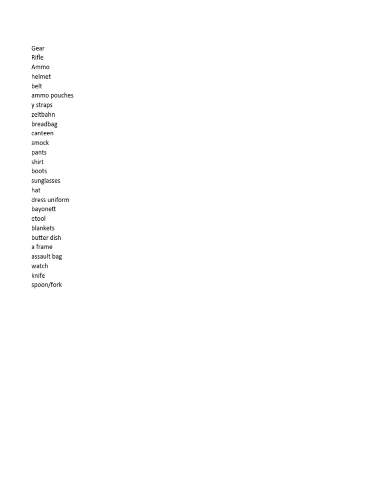 Gerrman Event Packing List | PDF