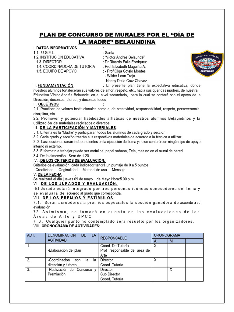 Plan de Concurso de Murales Por E1 | PDF